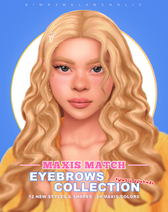 MAXIS MATCH EYEBROWS COLLECTION - GIRLS EDITION - Wicked Sims Mods